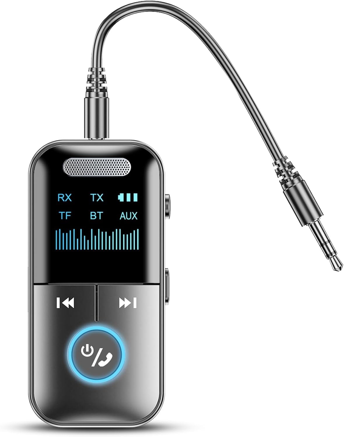 MUSICOZY 5.4 Aux Bluetooth Adapter, 4-in-1 Transmitter Splitter, 6H ...