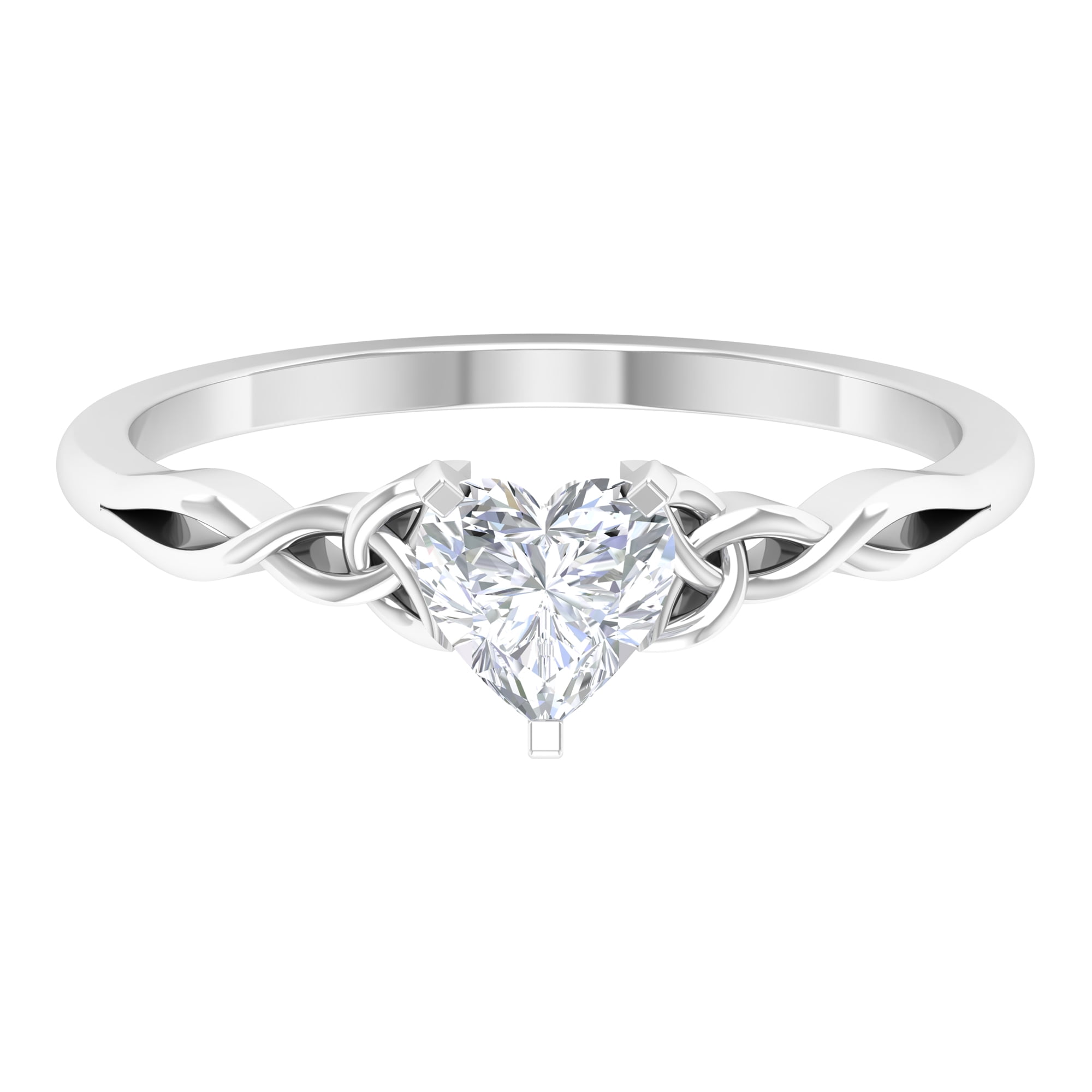 5.40 MM Heart Shape Moissanite Solitaire Ring in 3 Prong Peg Head ...