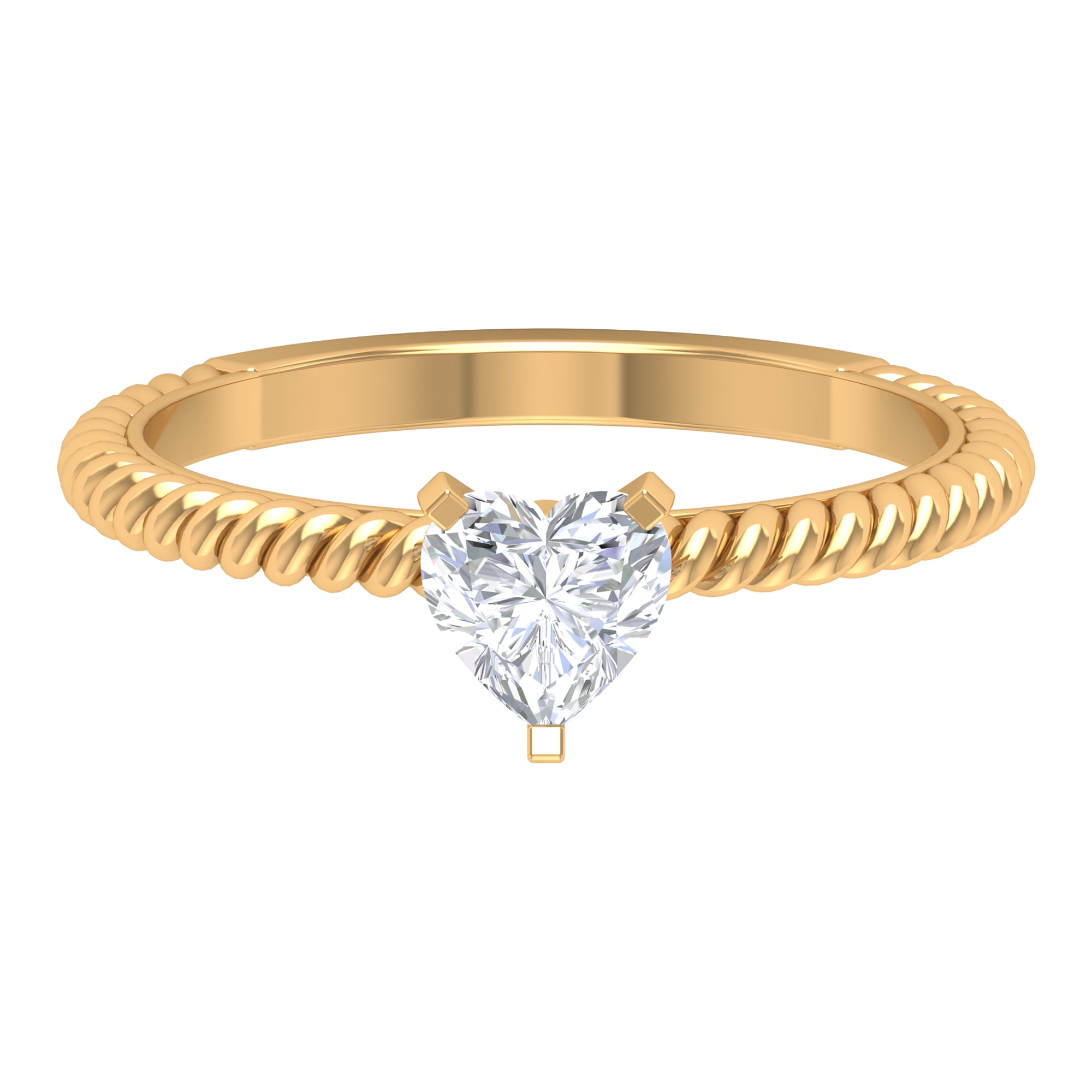 5.40 MM Heart Shape Moissanite Solitaire Ring in 3 Prong Peg Head ...