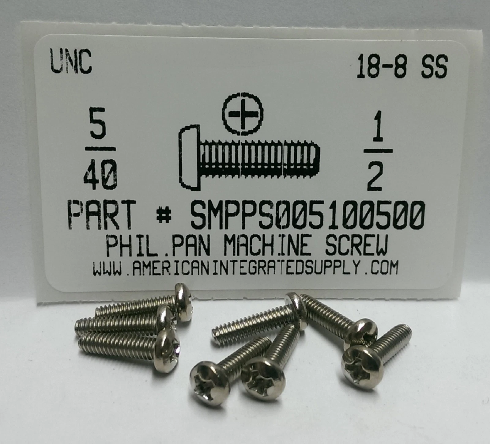 #5-40X1/2 Pan Head Phillips Machine Screws Stainless Steel (40 ...