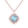 5.45 Carat Cushion-Cut Created Aquamarine Gemstone With 28 Side White ...