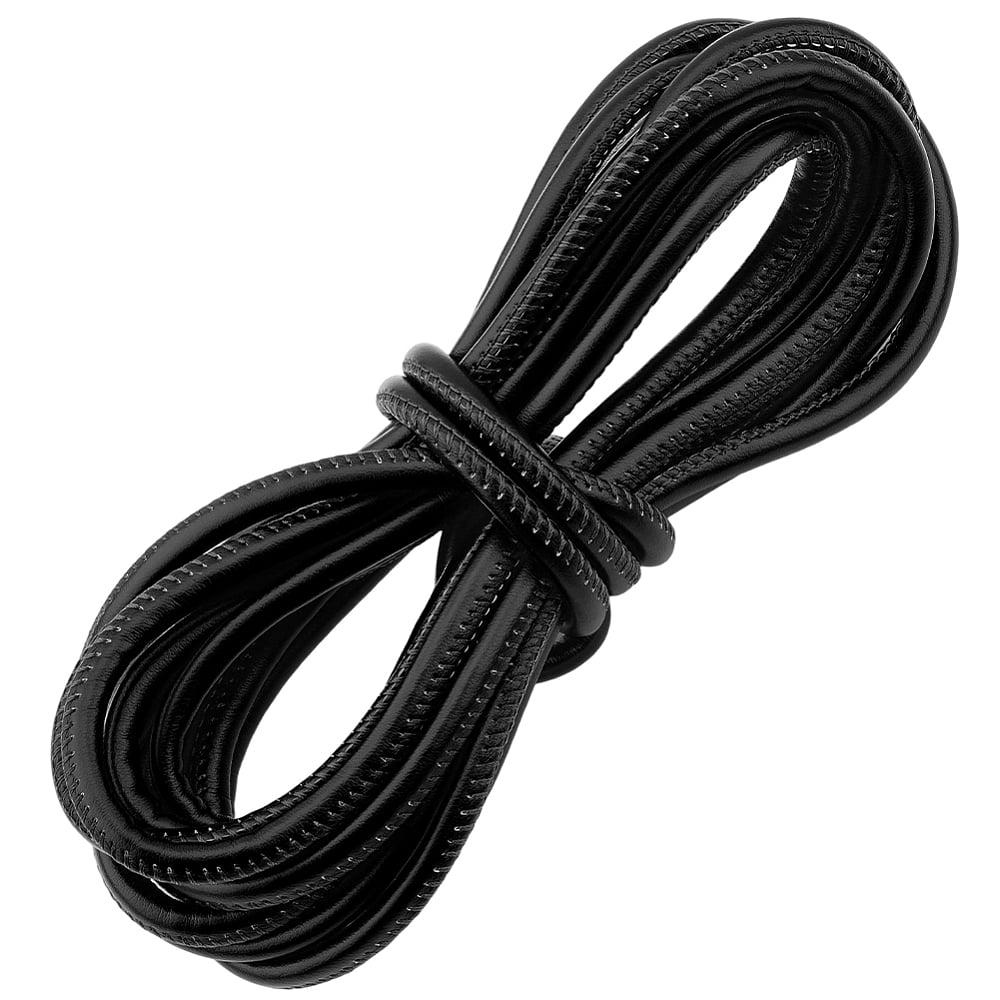 5.47 Yard x 6mm Round PU Leather Cord Black Thin Imitation Leather ...