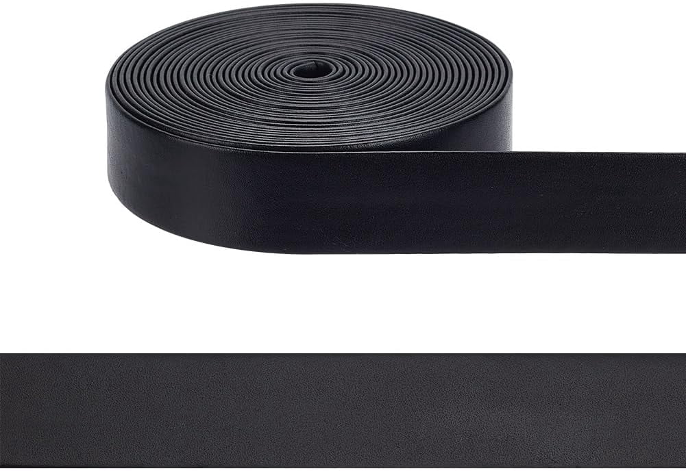 5.47 Yards(5m) Flat Leathers Straps for Crafts 25mm Wide Black PU ...