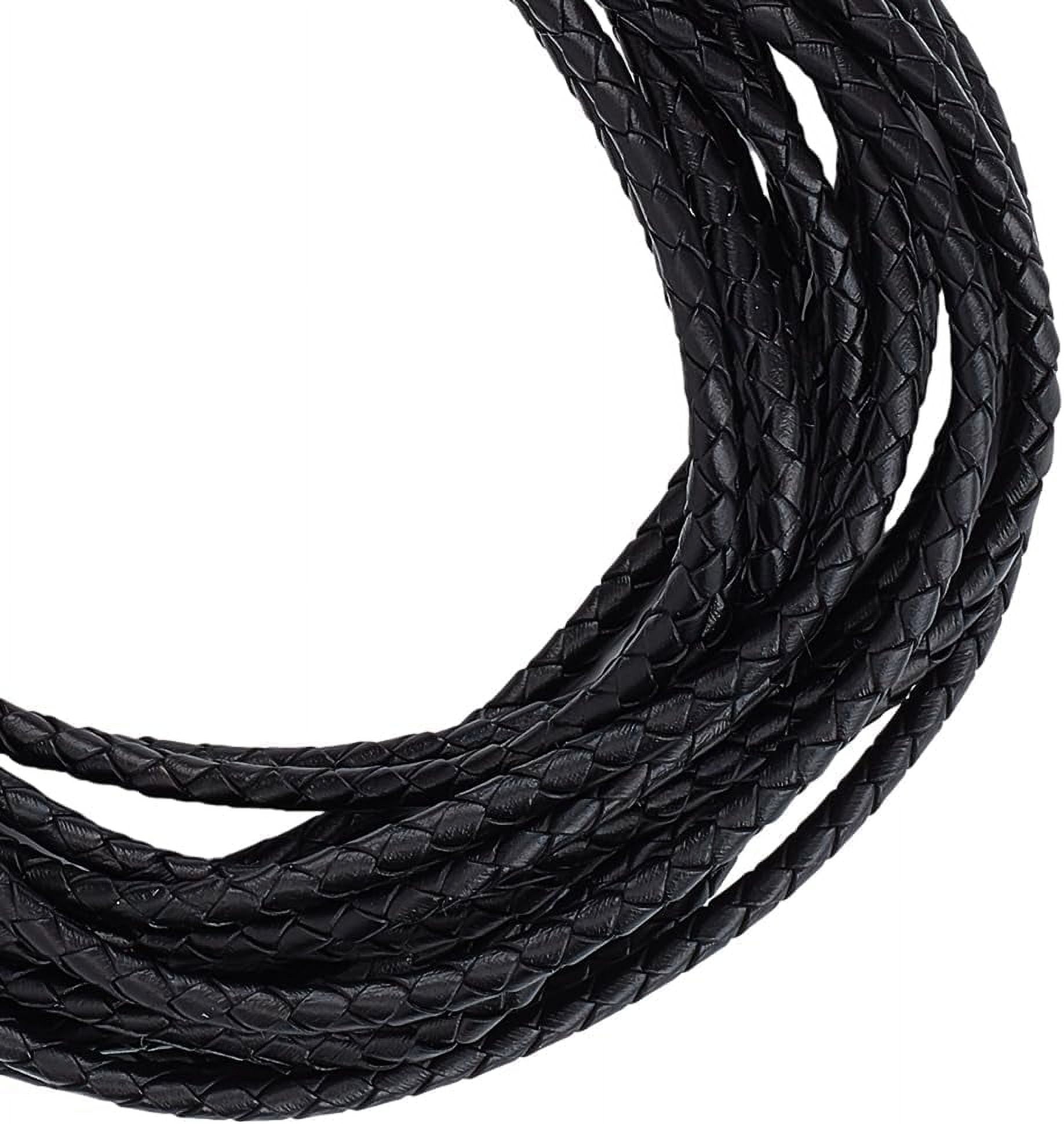 5.47 Yards Black Bolo Woven Rope 4mm Round Leather String Cord for DIY ...