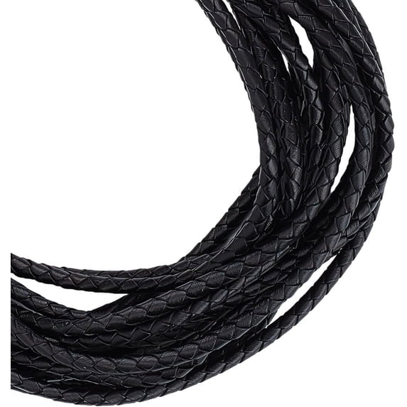 5.47 Yards Black Bolo Woven Rope 4mm Round Leather String Cord ...