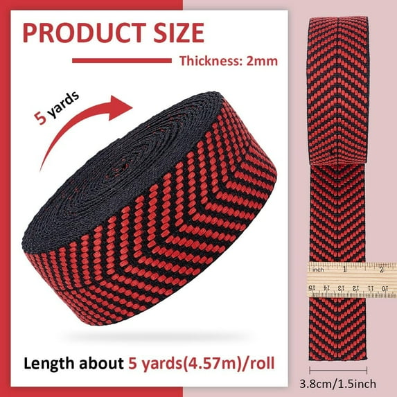 5.47 Yards Polycotton Webbing Jacquard Webbing with V Pattern Flat ...