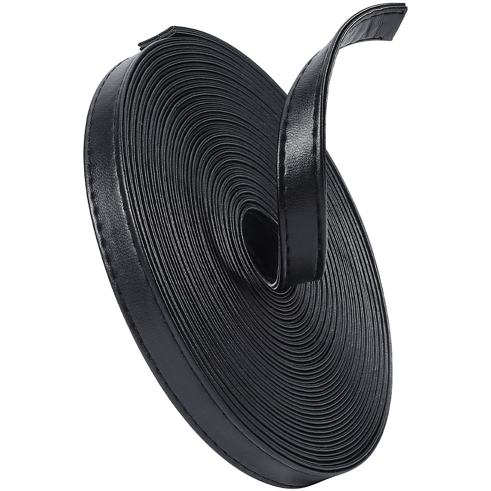 5.47 Yardx0.47 Inch Flat Leather Cord Double Sided Black Leather Strips ...