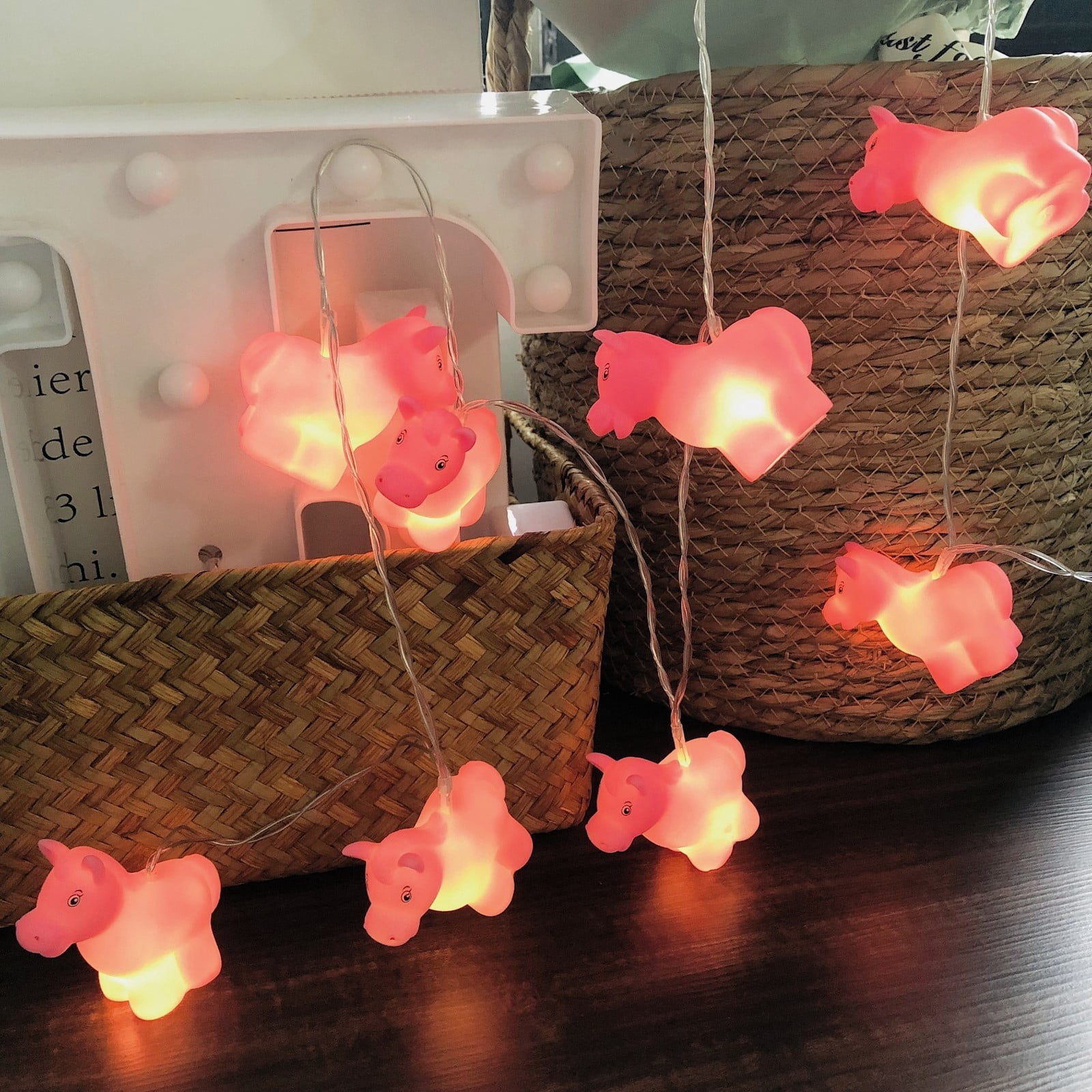 5.4FT 10LEDs Pink Horse String Lights Battery Operated Horse Lights for ...