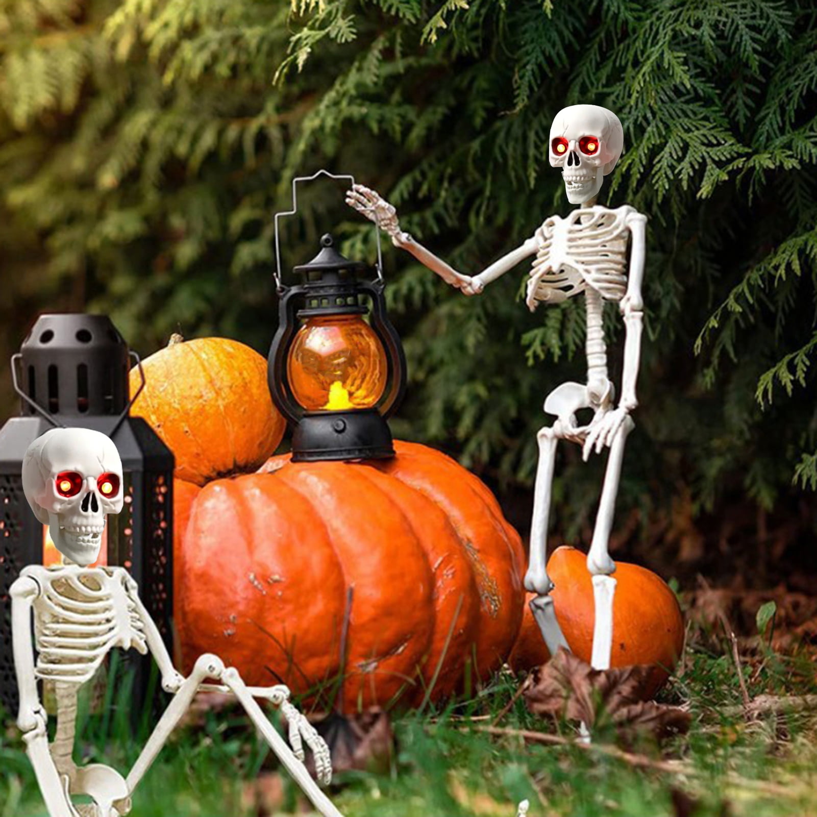 5.4FT Halloween Life Size Light-up Skeleton Decor Movable Joints ...
