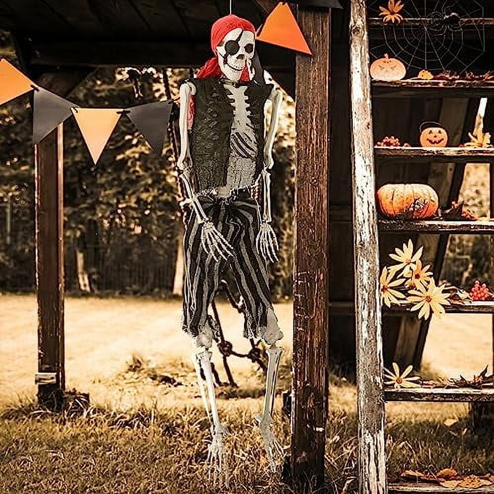 5.4FT Pirate Skeleton Life Size, Posable Skeleton Life Size, Life Size ...