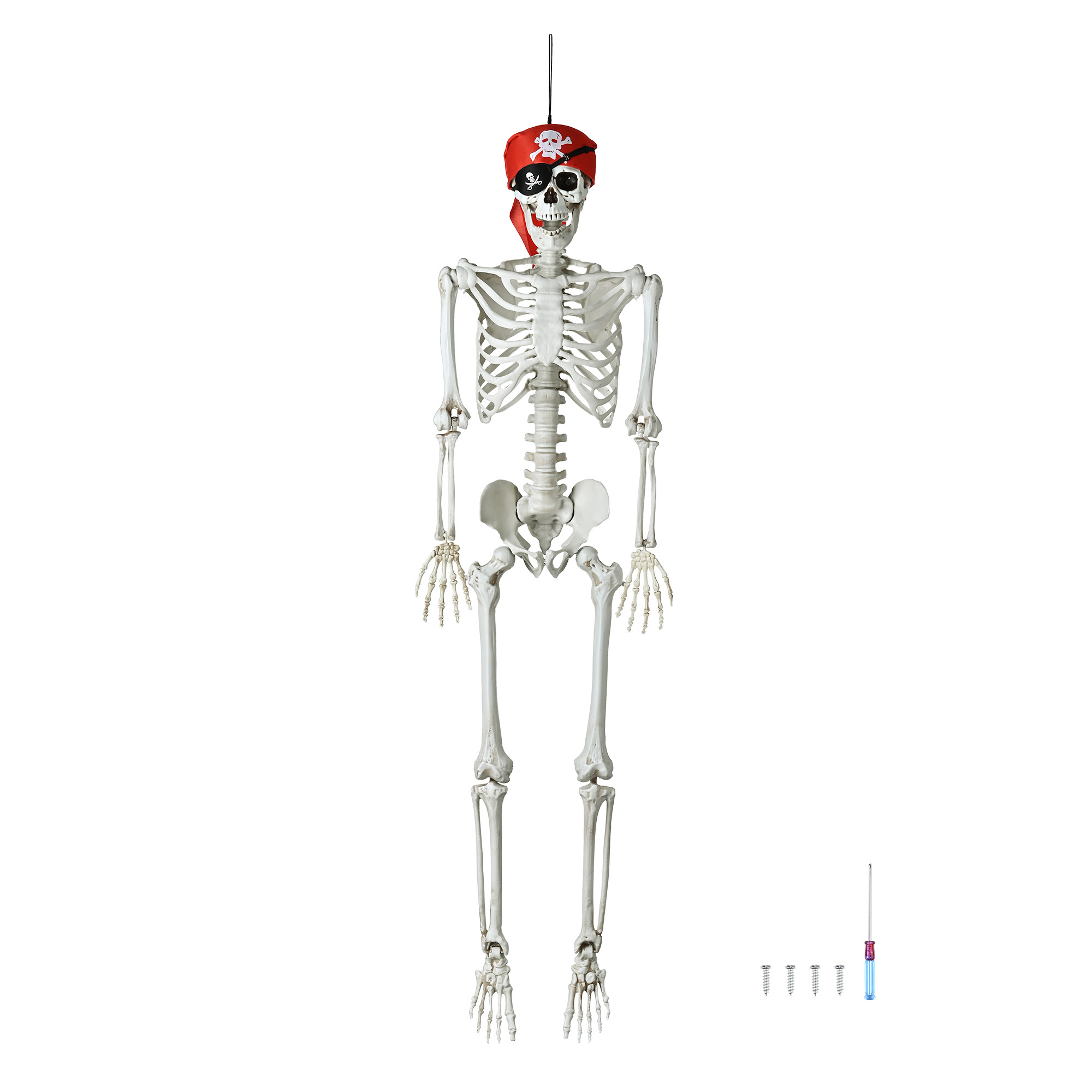 Red Haired Skeleton Decorations 80cm Movable Joints Decorations For Cemetery Decoration Home