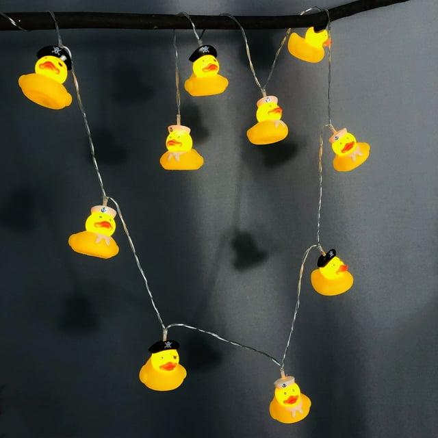 5.4ft Yellow Duck String Lights Battery Operated 10 Warm White LED ...