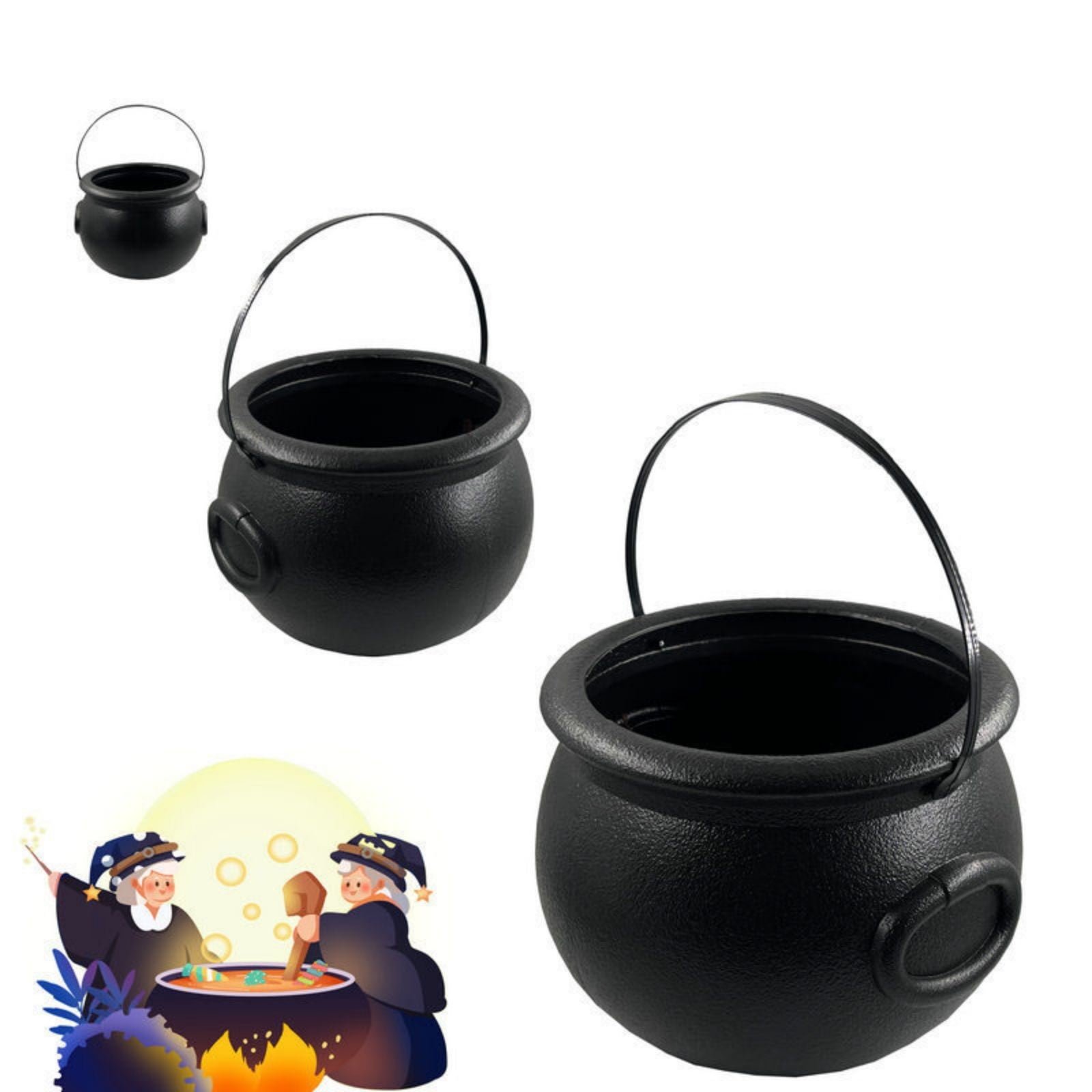 5.5" and 2.7" Portable Cauldron, Black Plastic Witch Cauldron Mini ...