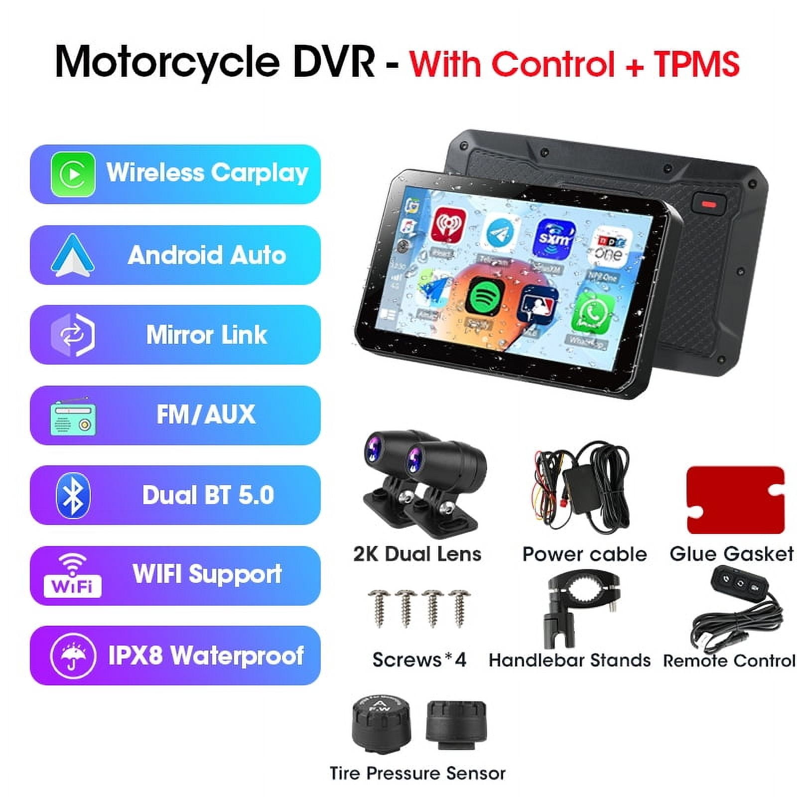 5.5" 2K Motorcycle DVR Dash cam Portable GPS Navigation Wireless ...