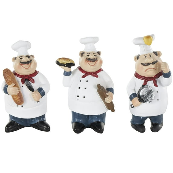 5", 5", 5"H White Polystone Chef Sculpture, by DecMode (3 Count ...