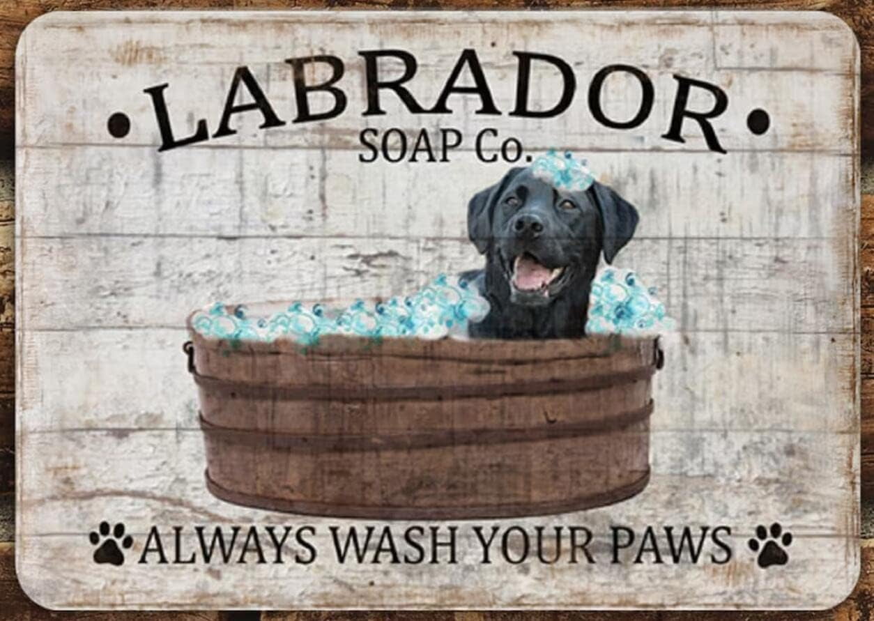 5.5"×8" Black Lab Soap Company Always Wash Your Paws Funny Bathroom Tin ...