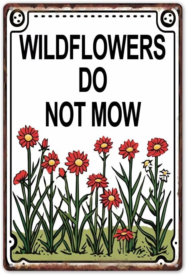5.5"×8" Wildflowers Do Not Mow Sign Aluminum Garden Signs, No Mow Yard ...