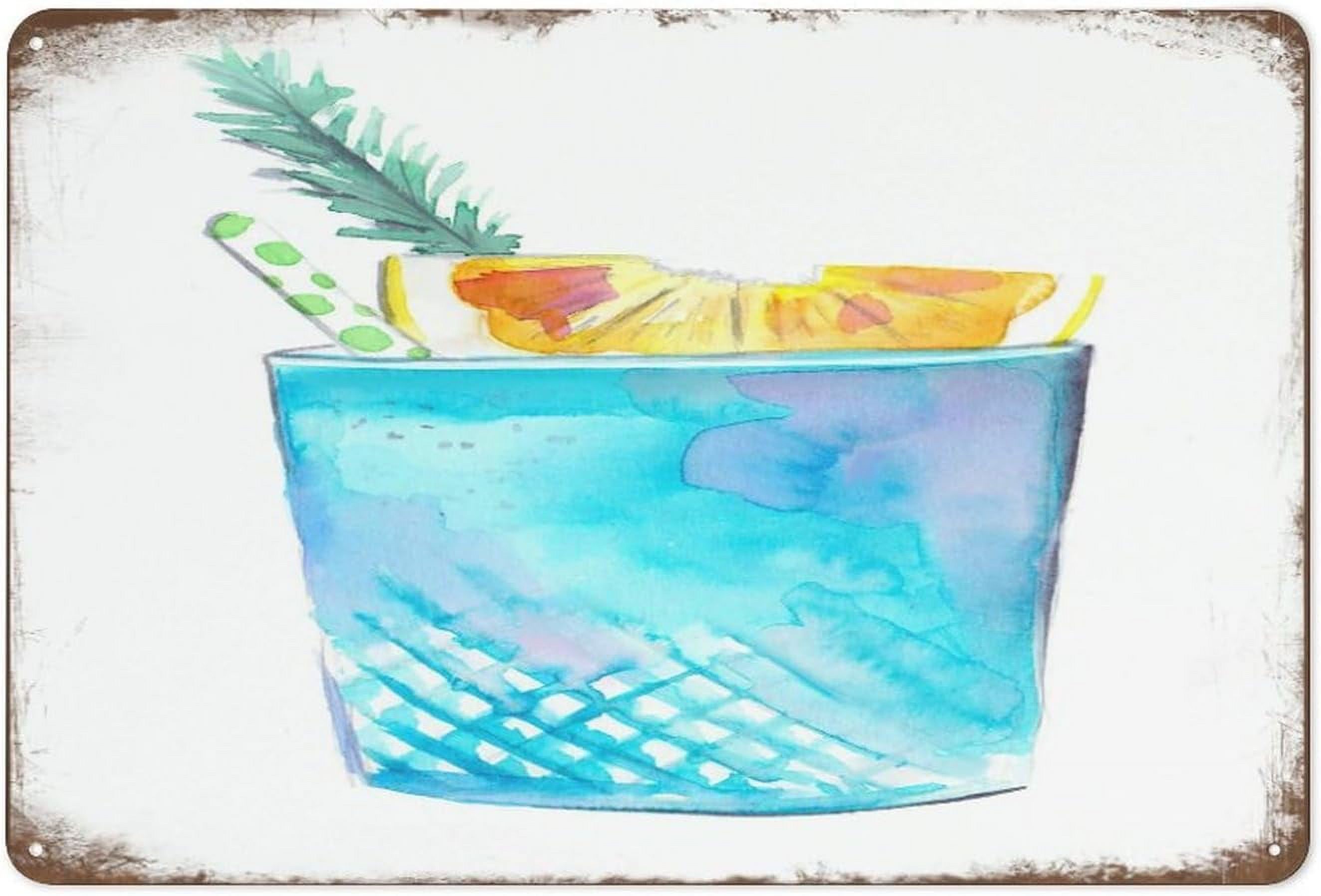 5.5×8 inch Cocktail Watercolour Orange Cocktail Sketch,Bar Sign Decor ...