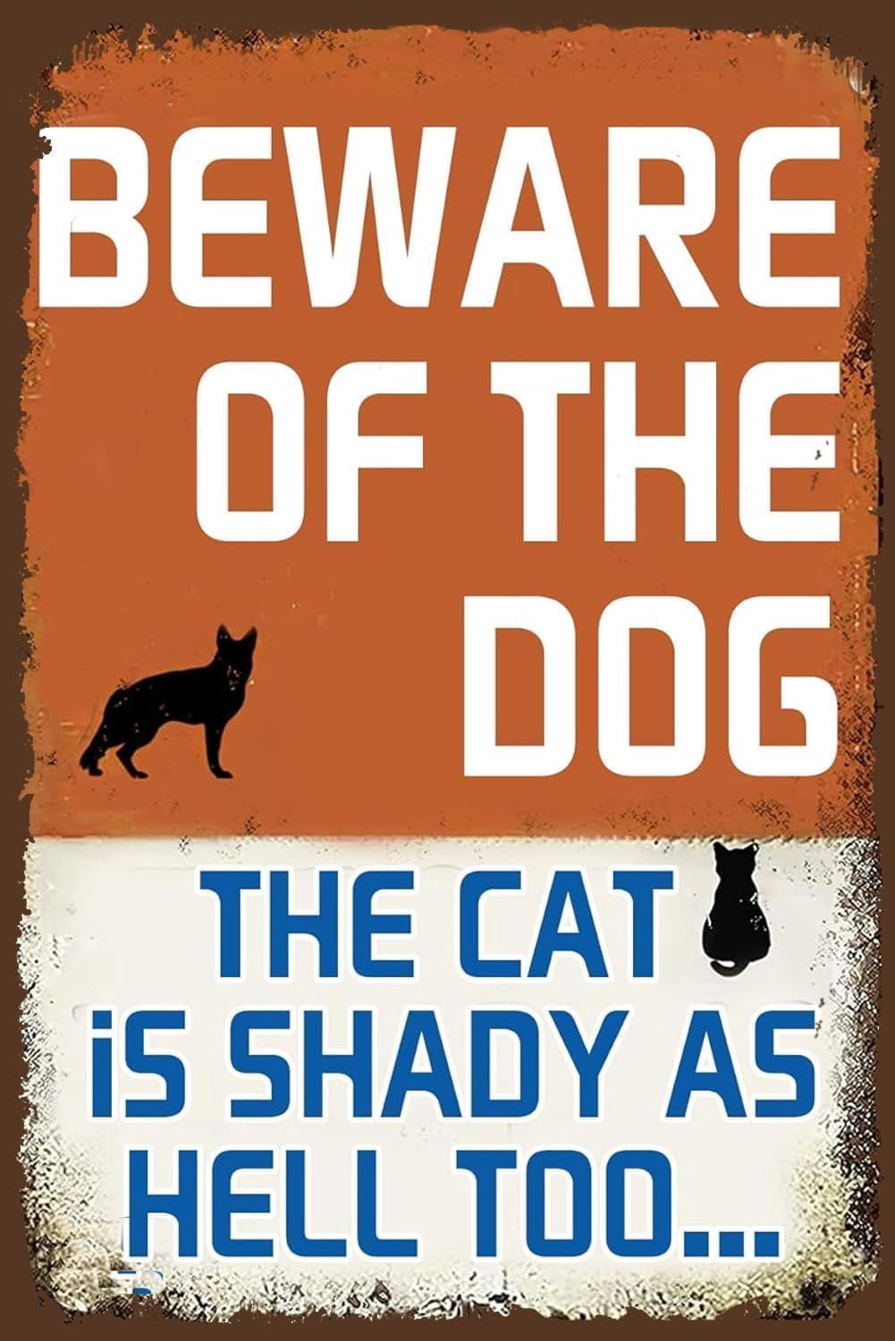5.5×8 inch Funny Dog Warning Metal Signss Beware Of Dog The Cat Tin ...