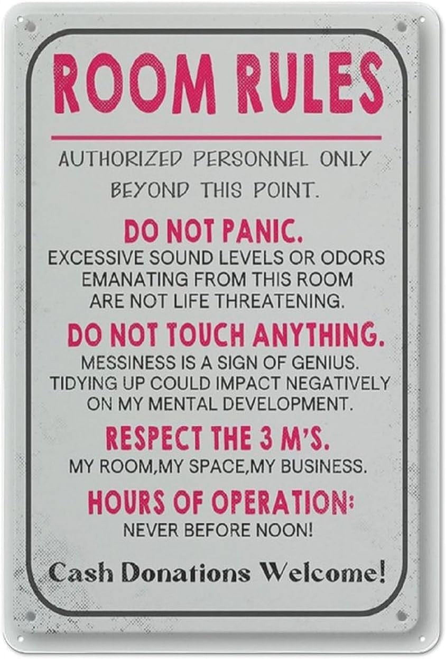 5.5×8 inch Room Rules Sign For Teen Girls Boy Bedroom Gaming Room Door ...