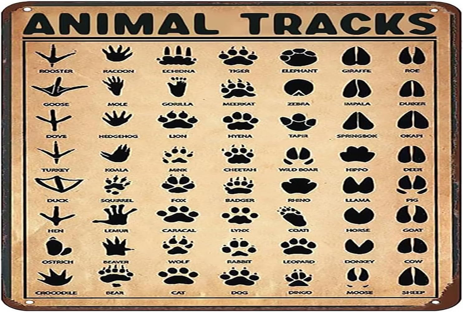 5.5×8 inch Tin Signs Retro Animal Tracks Tin Signs Vintage Retro Bar ...
