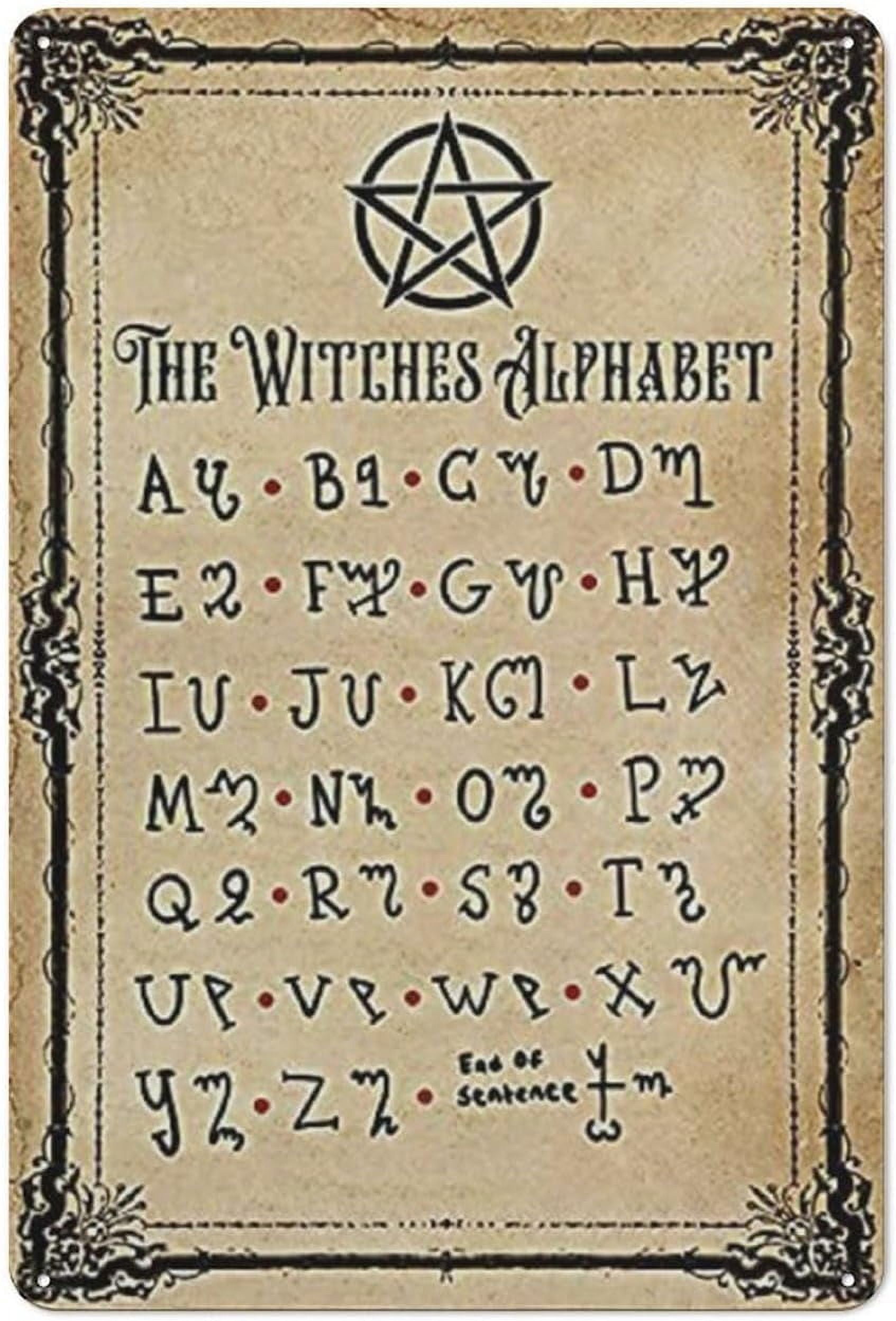 5.5×8 inch Vintage Metal Tin Sign The Witches Alphabet,Witchcraft ...