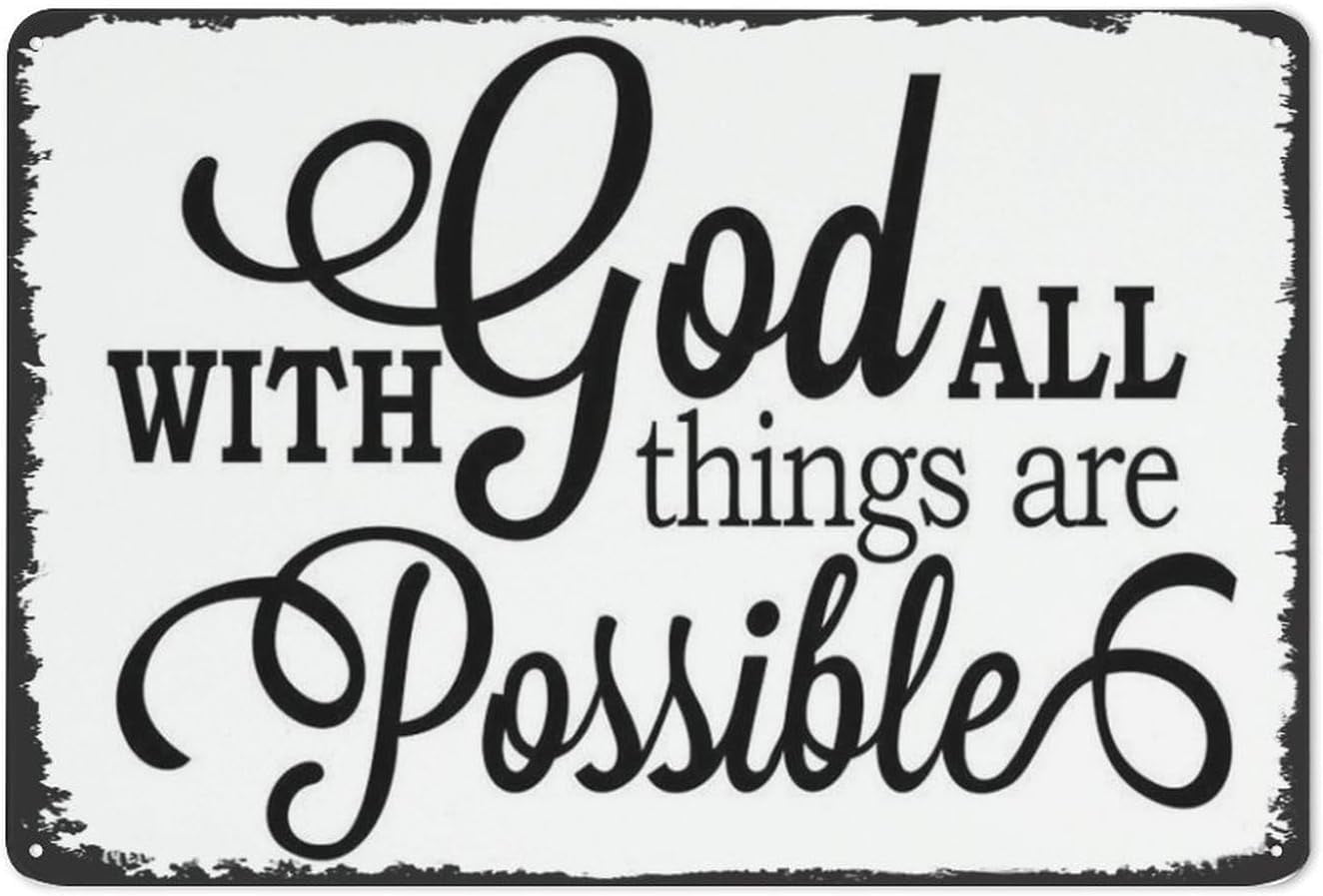 5.5×8 inch With God All Things Are Possible Sign Metal Wall Decor ...