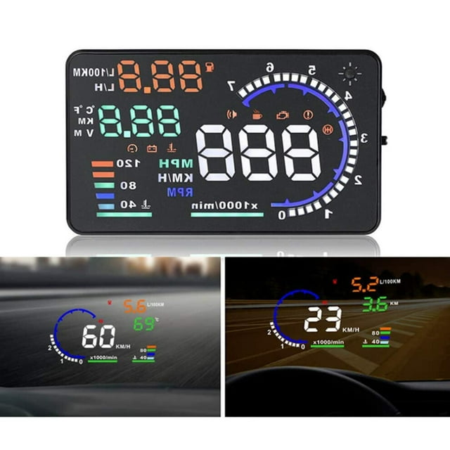 5.5'' A8 Universal HUD Car Head Up Display OBD2 EOBD LED Windscreen ...