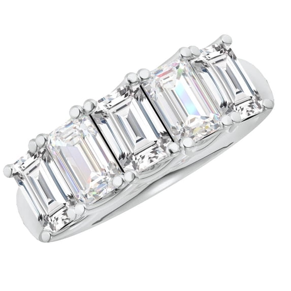 5.5 Carat 14K Rose Gold LAB GROWN Emerald Cut 5 Stone Ring Diamond ...