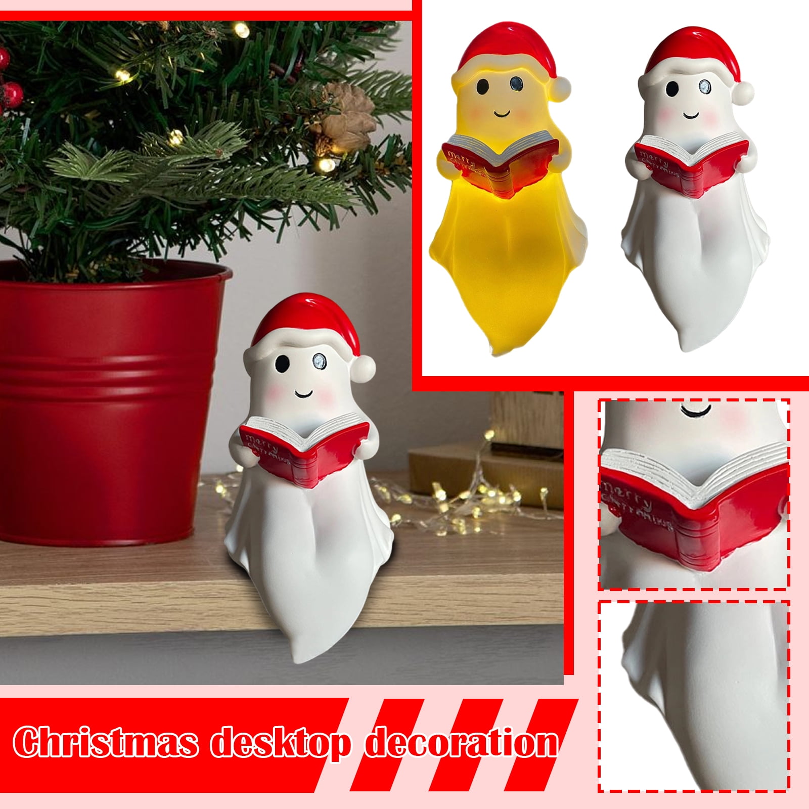 5.5" Christmas Ghost Hat Reading Light Ornament Cute 3D Printed Night ...