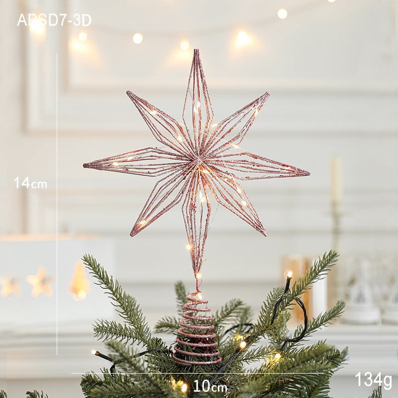 5.5" Christmas Tree Stars Topper, Glowing Christmas Stars Tree Topper ...