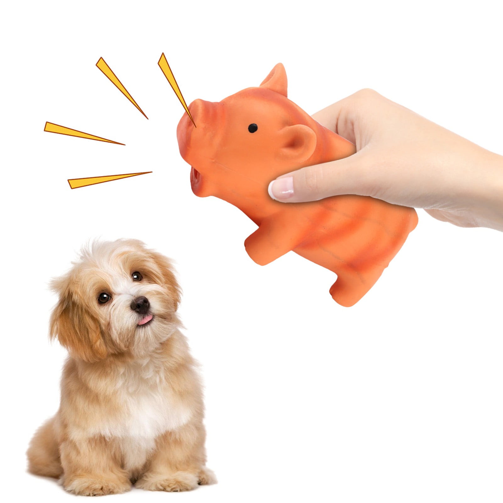 5.5" Cute Pig Dog Toy for Dogs Latex Rubber Cube Squeeze Grunting Sound ...