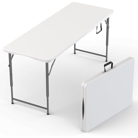 5.5 Feet ADJUSTABLE Foldable Table with Built in Handle & Steel Legs|5 ...