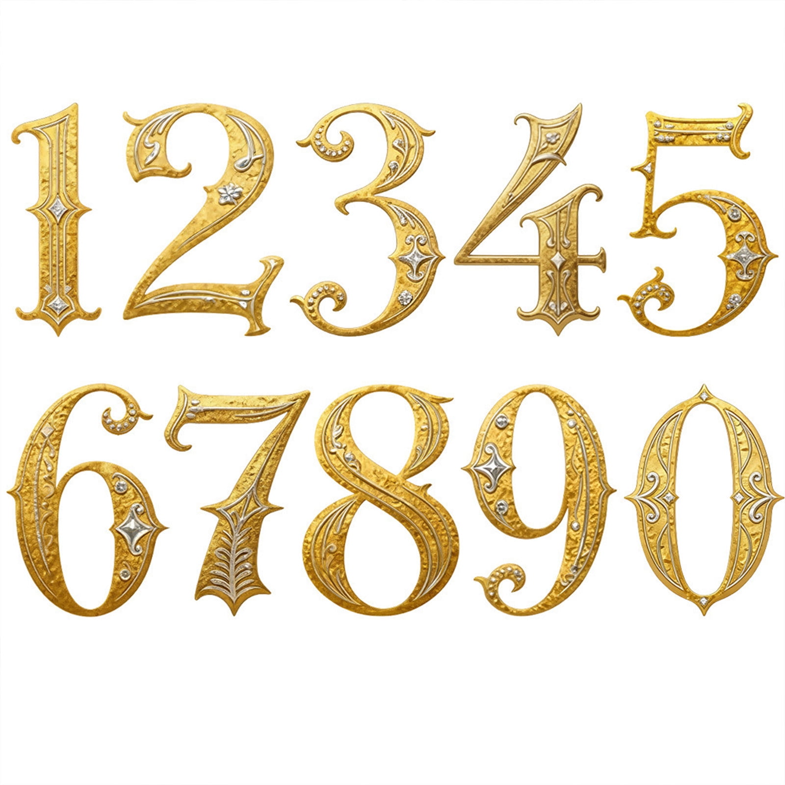 5.5 Inch Gold Number Stickers 0 To 10 With Adhesive Backing, Peel And ...