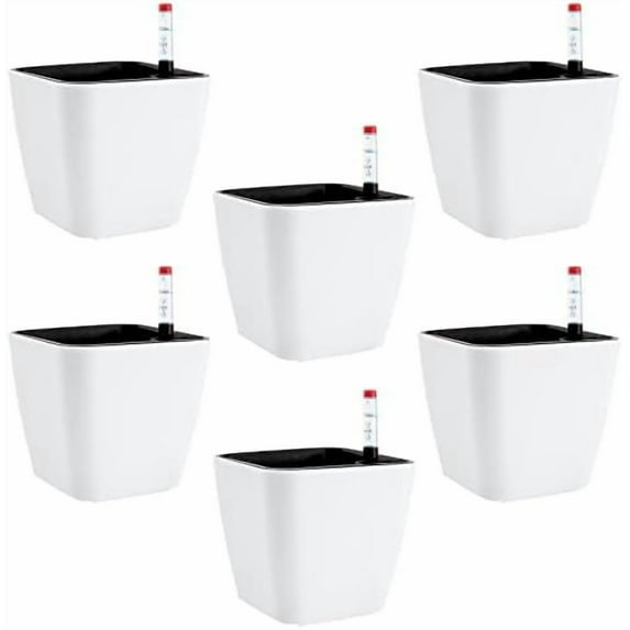 5.5 Inch Self Watering Plastic Planter With Indicator - 6 PCS Square ...