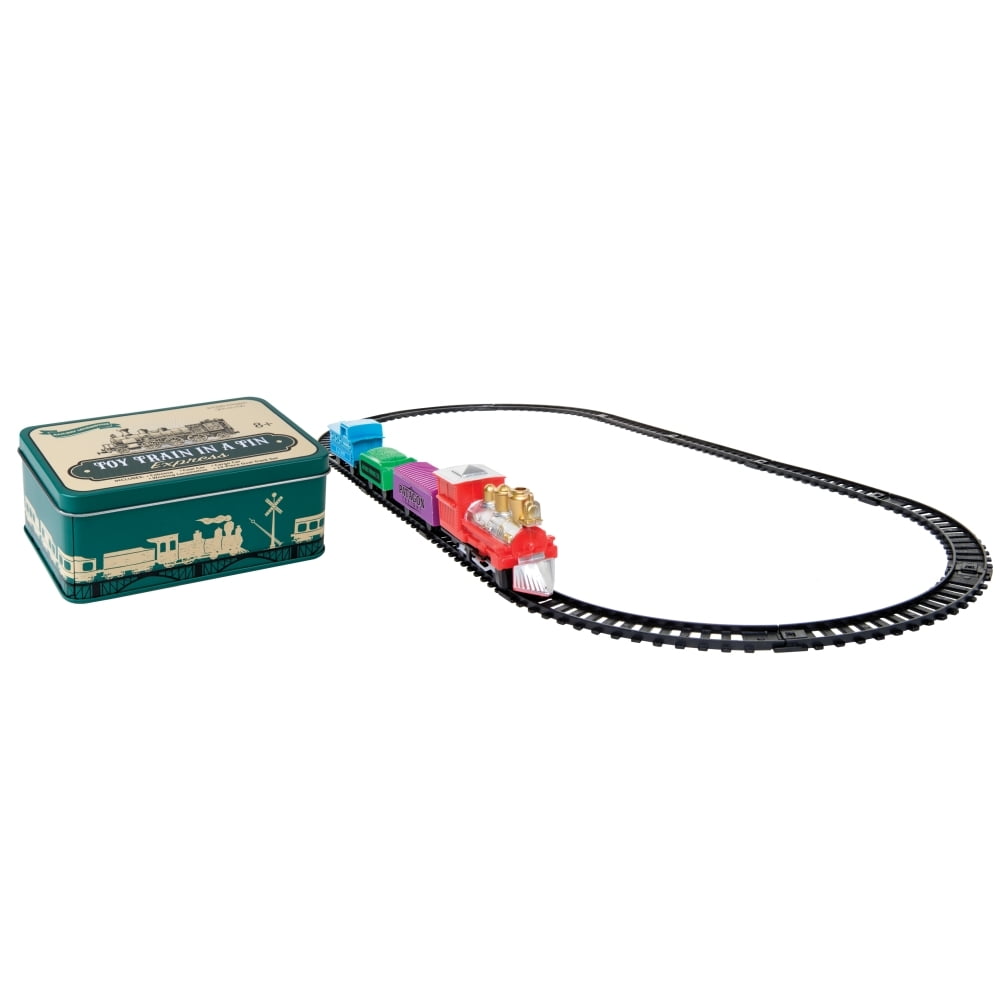5.5 Inch Train in a Tin Locomotive Train Cars and Oval Track Toy ...