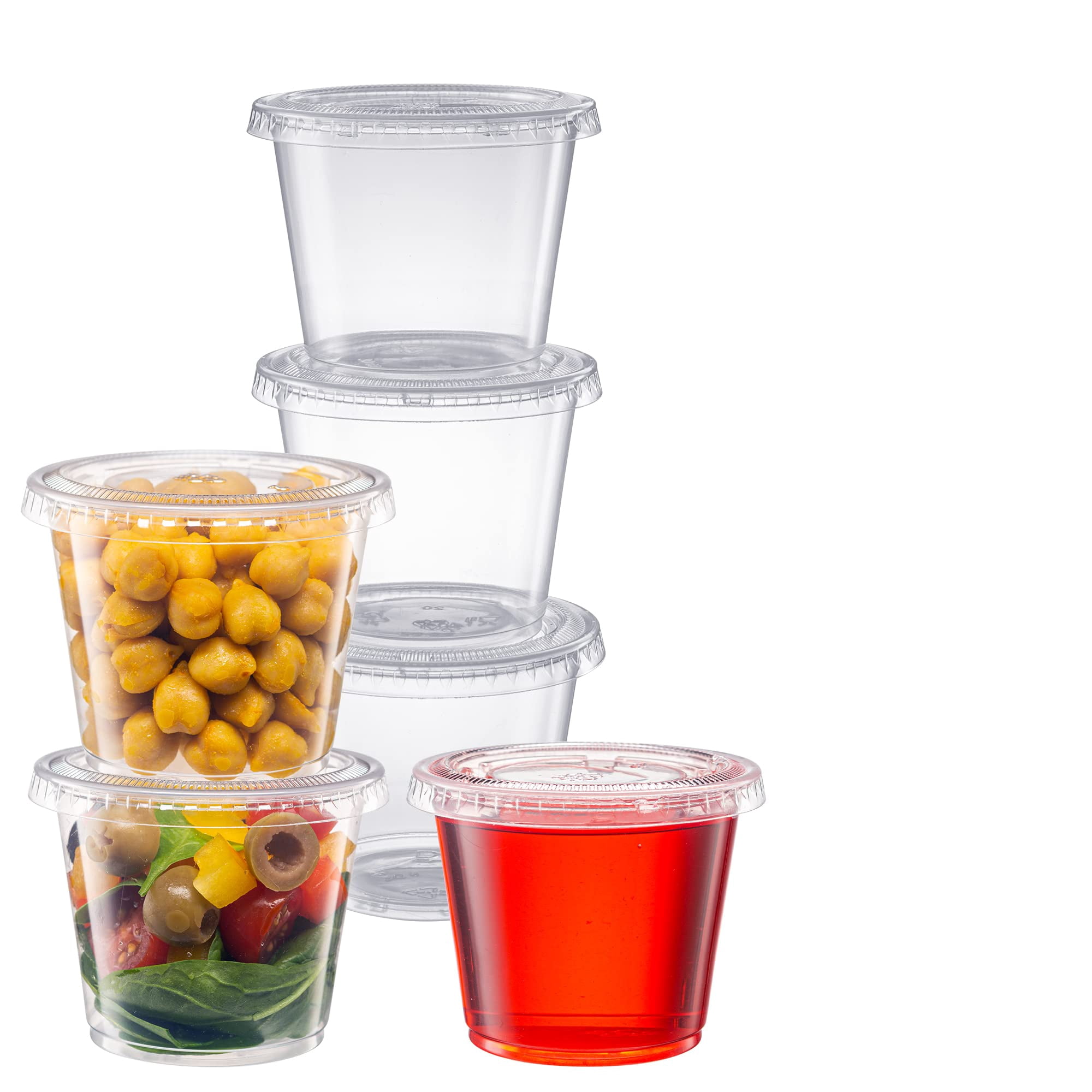 [5.5 Oz. - 100 Count Clear Disposable Plastic Portion Cups With Lids ...