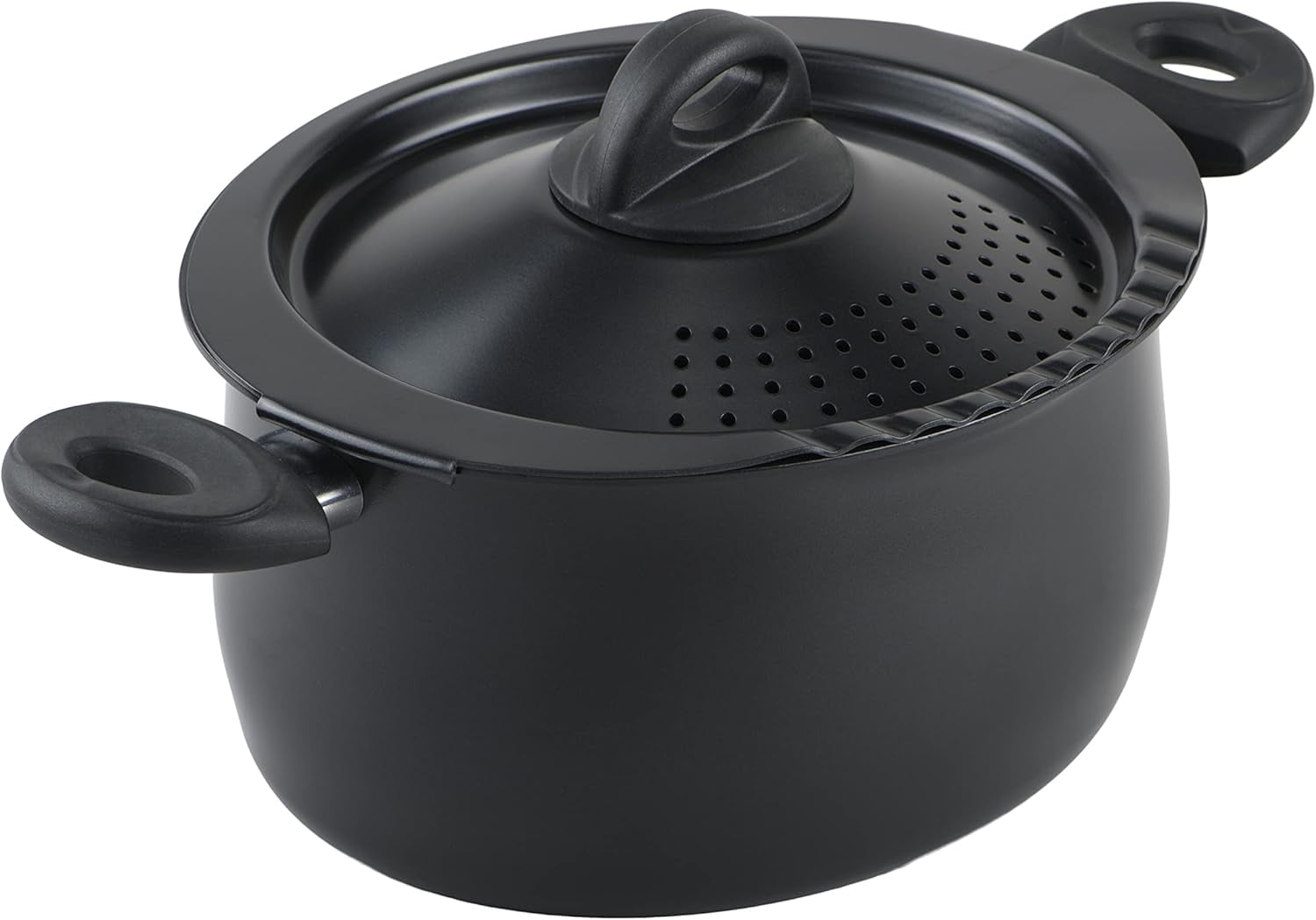 5.5 Quart Pasta Pot with Strainer Lid, Charcoal – Elongated Oval Pot ...