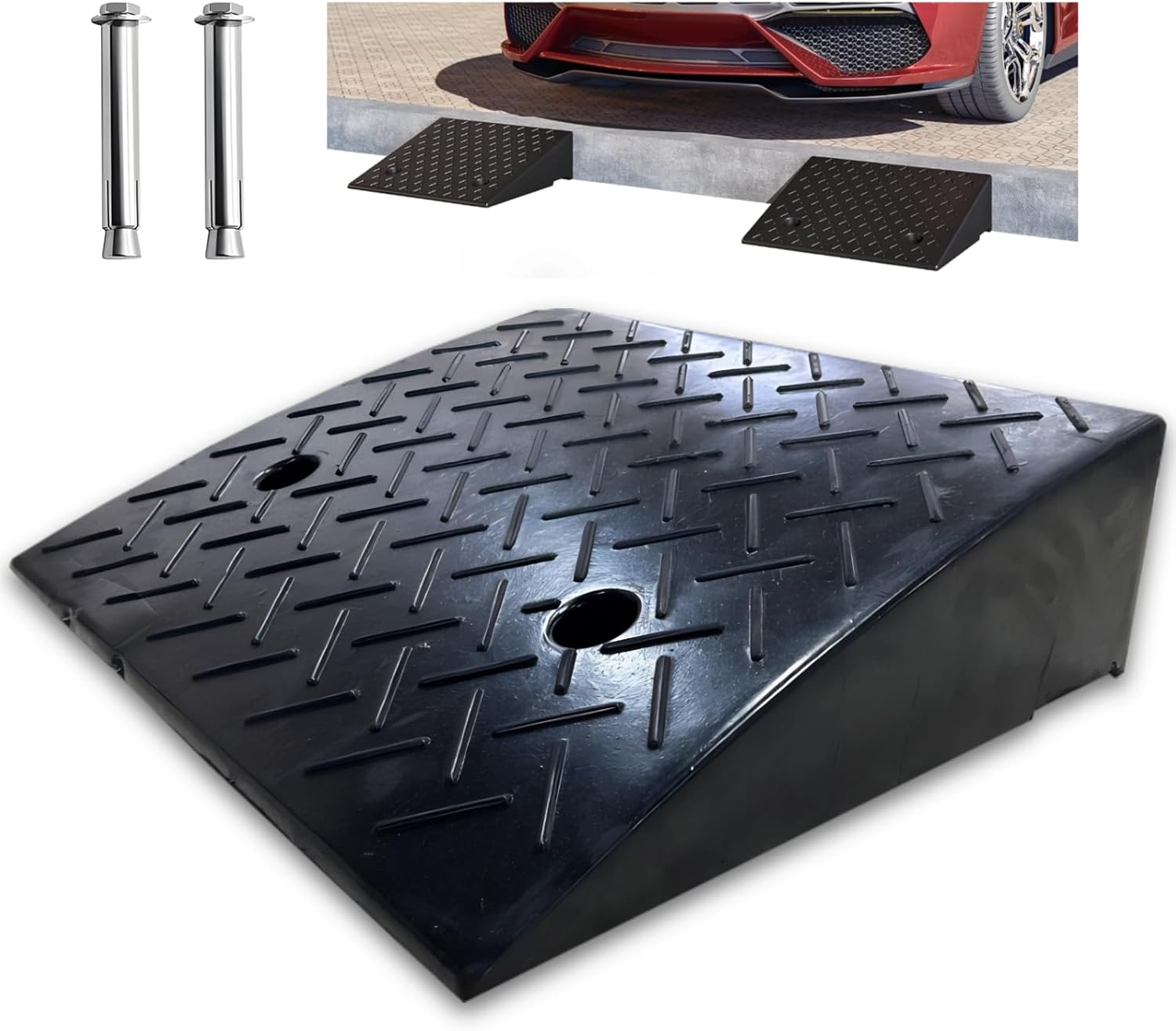 5.5" Rubber Curb Ramps for Driveway, 40000 lbs Heavy Duty Rubber Lawn ...