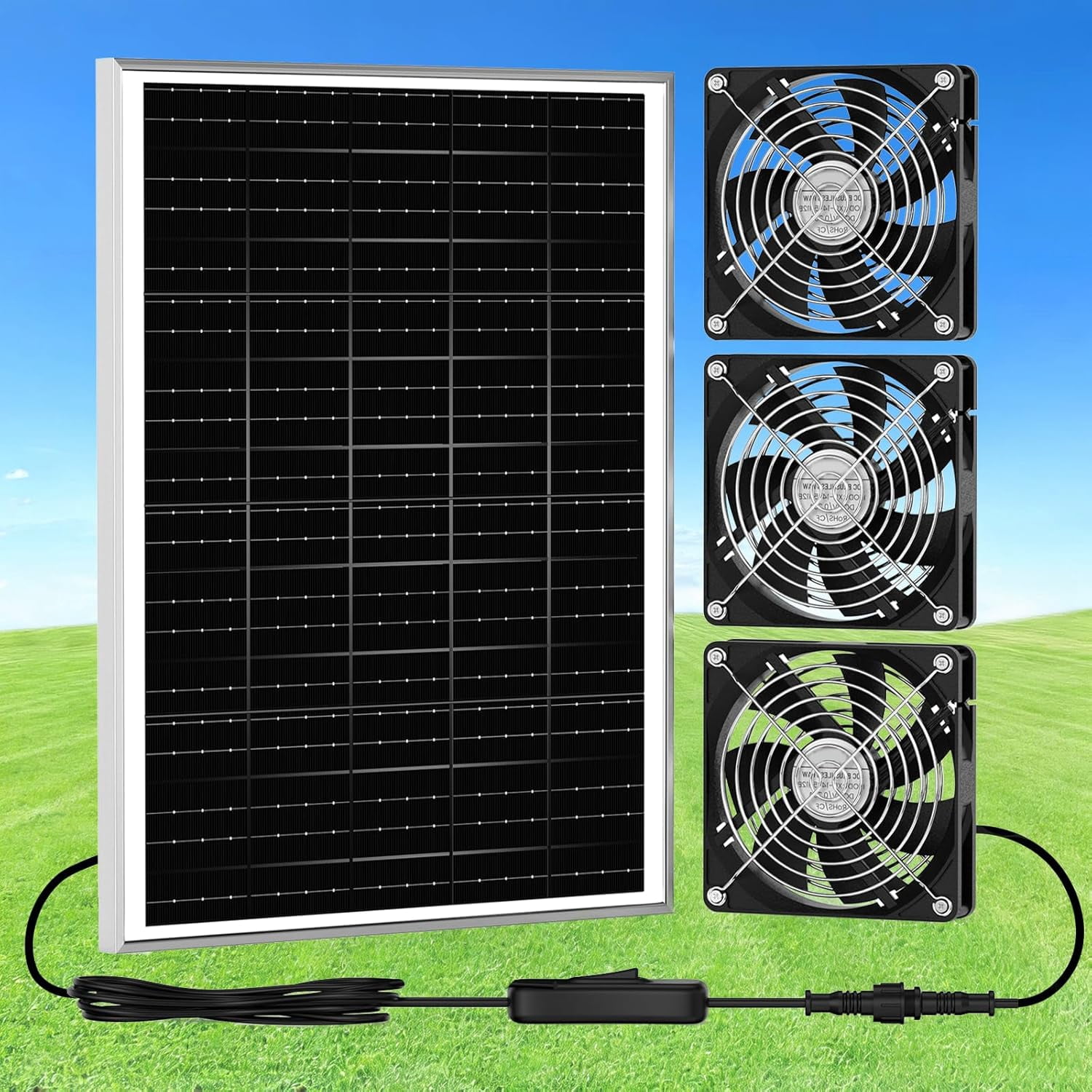 5.5" Solar Chicken Coop Fan 3 Kit, 30W Solar Powered Greenhouse Fan ...