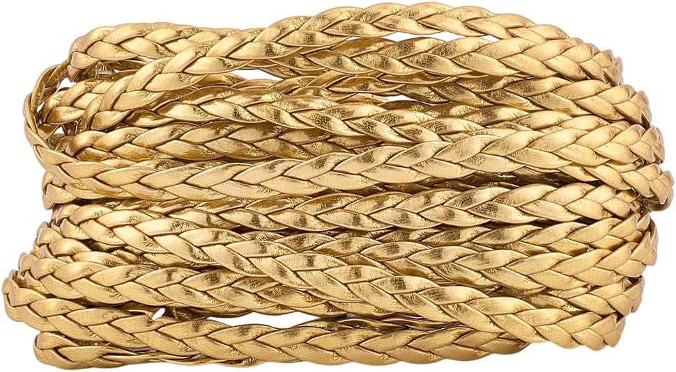 5.5 Yard Flat Leather Cord 5mm Gold PU Leather Metallic Folded String ...
