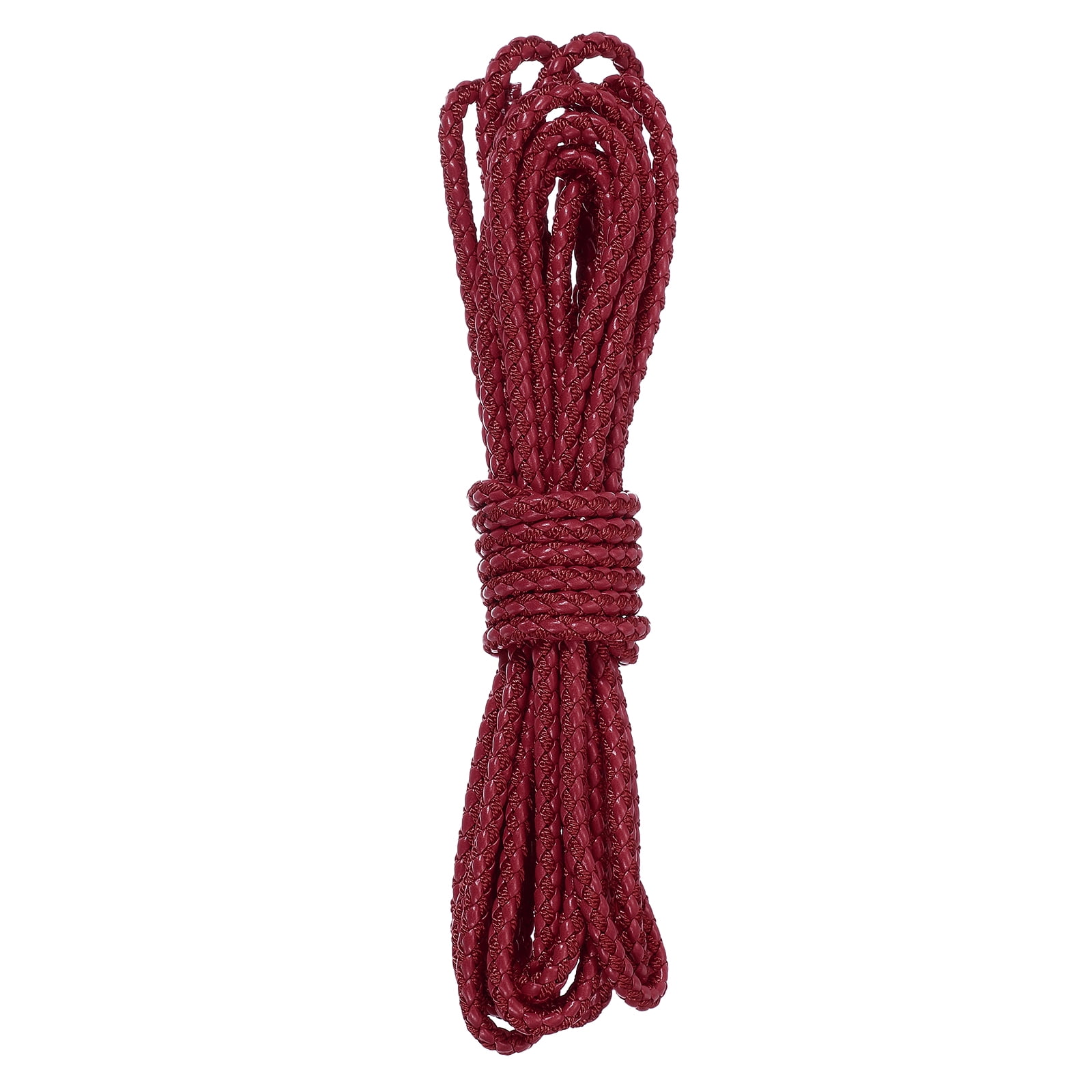 5.5 Yard Leather Cord, 5.5mm Round Braided Leather Strips Rope Folded ...