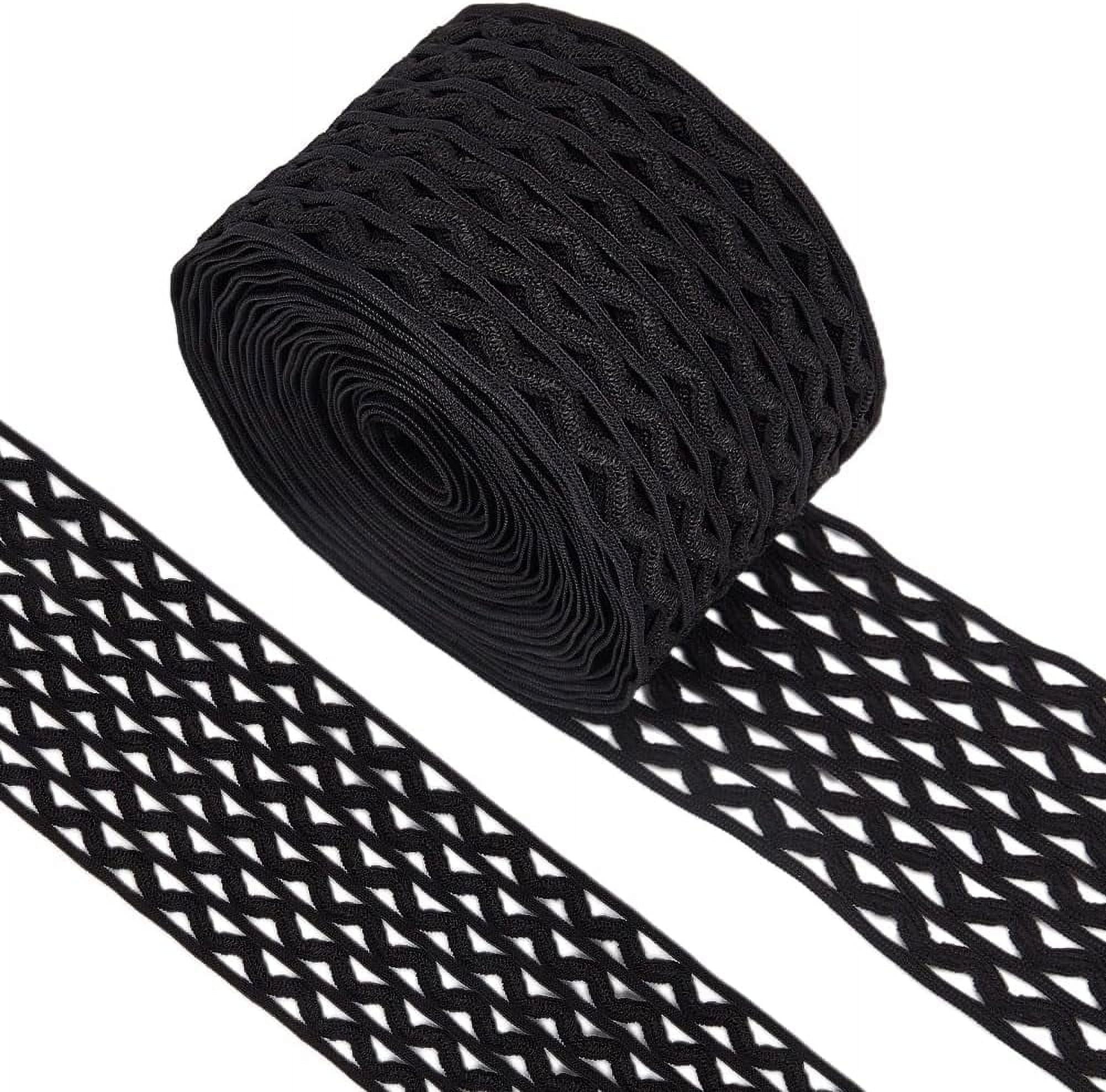 5.5 Yards 2.4" Wide Black Wave RAC RIC Elastic Cord Striped Elastic ...