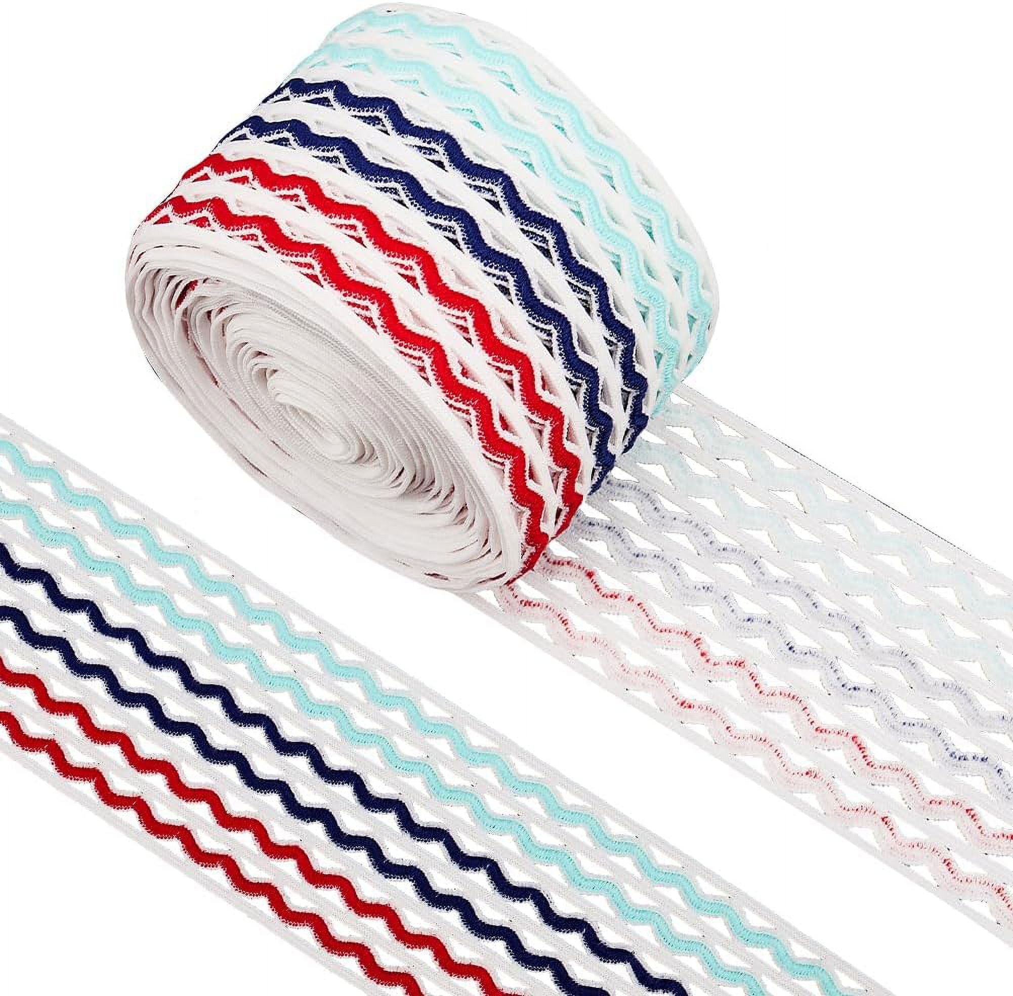 5.5 Yards 2.4" Wide Rainbow Wave Elastic Cord Blue Dark Blue Red ...