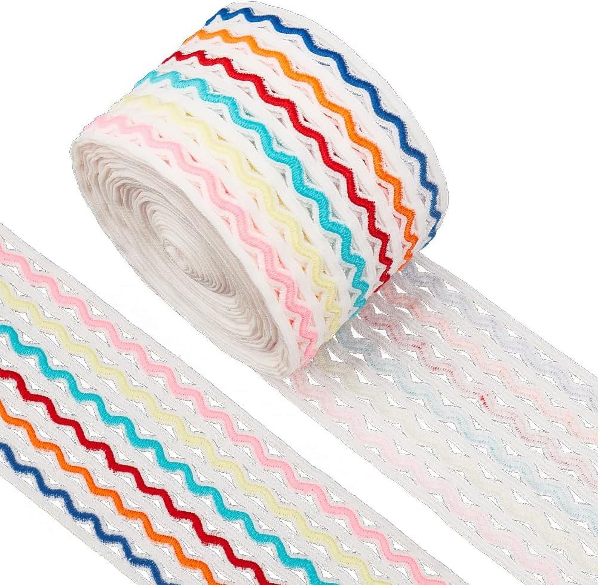 5.5 Yards 2.4" Wide Rainbow Wave Elastic Cord Colorful Striped RAC RIC ...