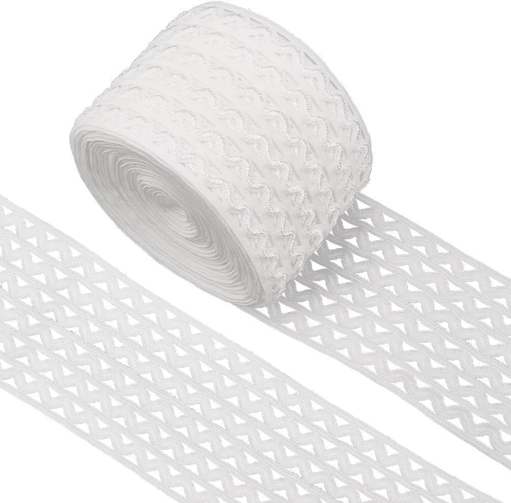 5.5 Yards 2.4" Wide White Wave RAC RIC Elastic Cord Striped Elastic ...