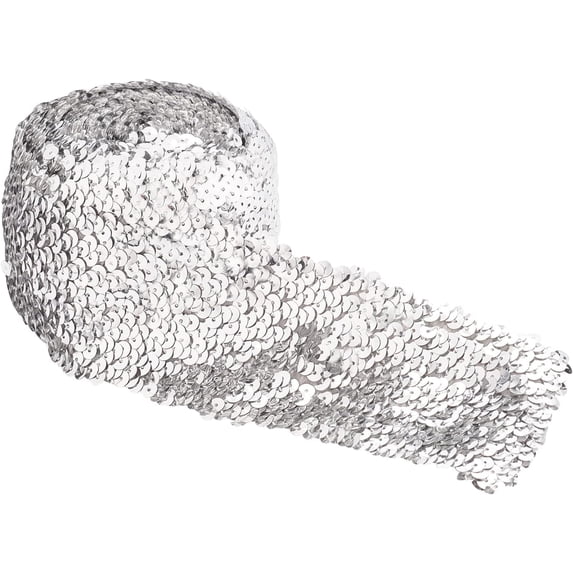 5.5 Yards 3 Inch Wide Sequin Trim Elastic Sequin Ribbon Flat Curtain ...