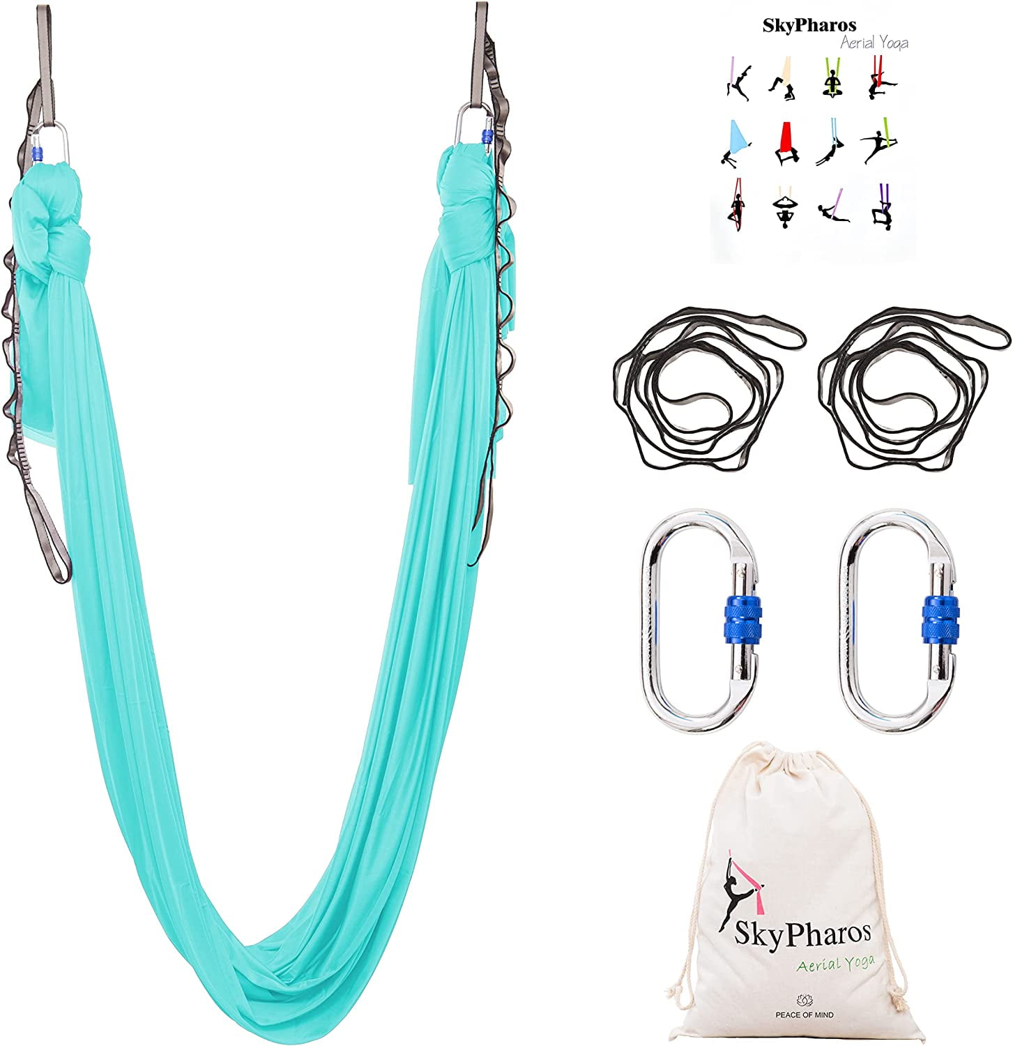 5.5 Yards Aerial Silks Yoga Swing Set - Aerial Yoga Hammock Kit Anti ...