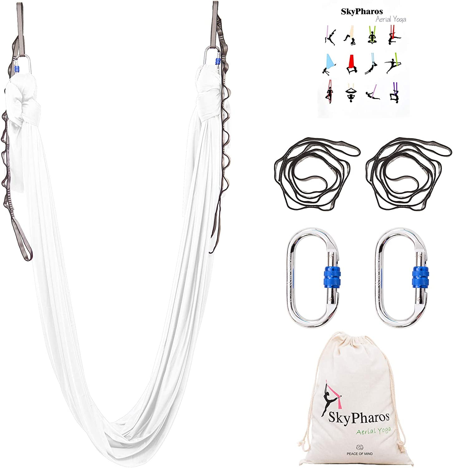 5.5 Yards Aerial Silks Yoga Swing Set - Aerial Yoga Hammock Kit Anti ...