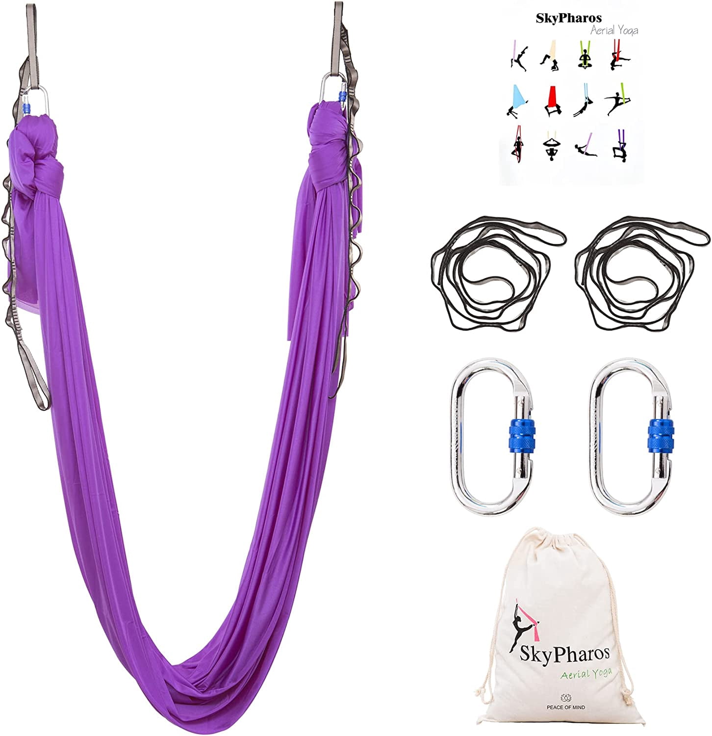 5.5 Yards Aerial Silks Yoga Swing Set - Aerial Yoga Hammock Kit Anti ...
